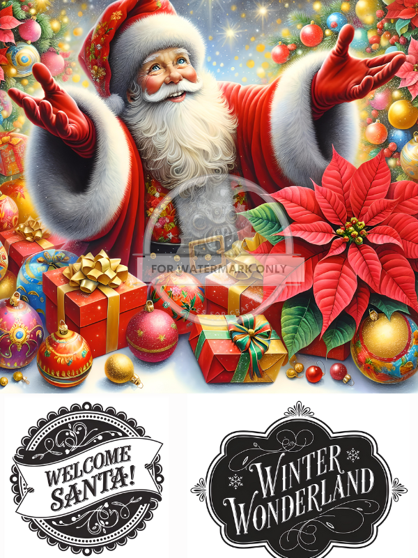 DIGITAL IMAGE: Sparkly Santa Instant Download – Decoupage Central