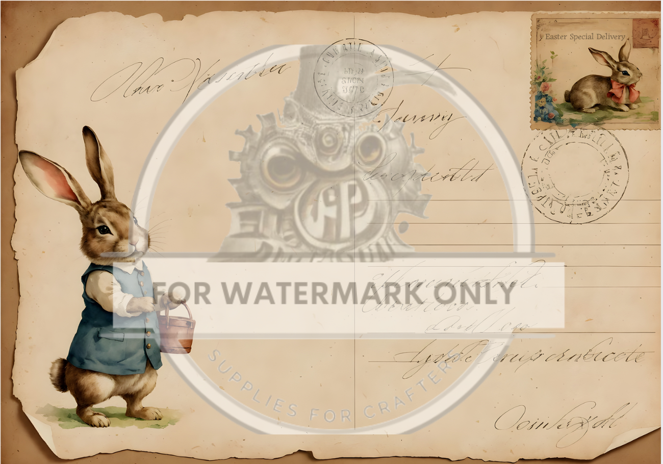 DIGITAL IMAGE: Easter Bunny Special Delivery – Decoupage Central