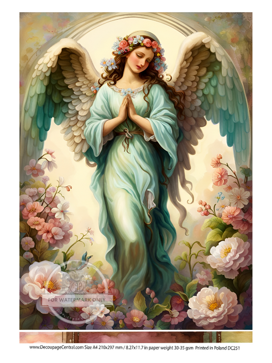 A4 Angel’s Prayer Rice Paper DC251 – Decoupage Central