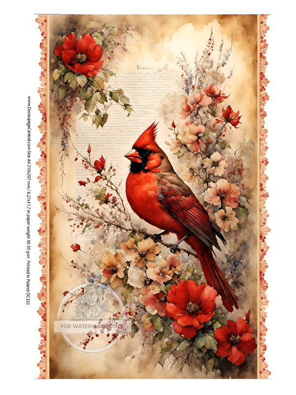 A4 Spring Cardinal Paper DC 335 – Decoupage Central