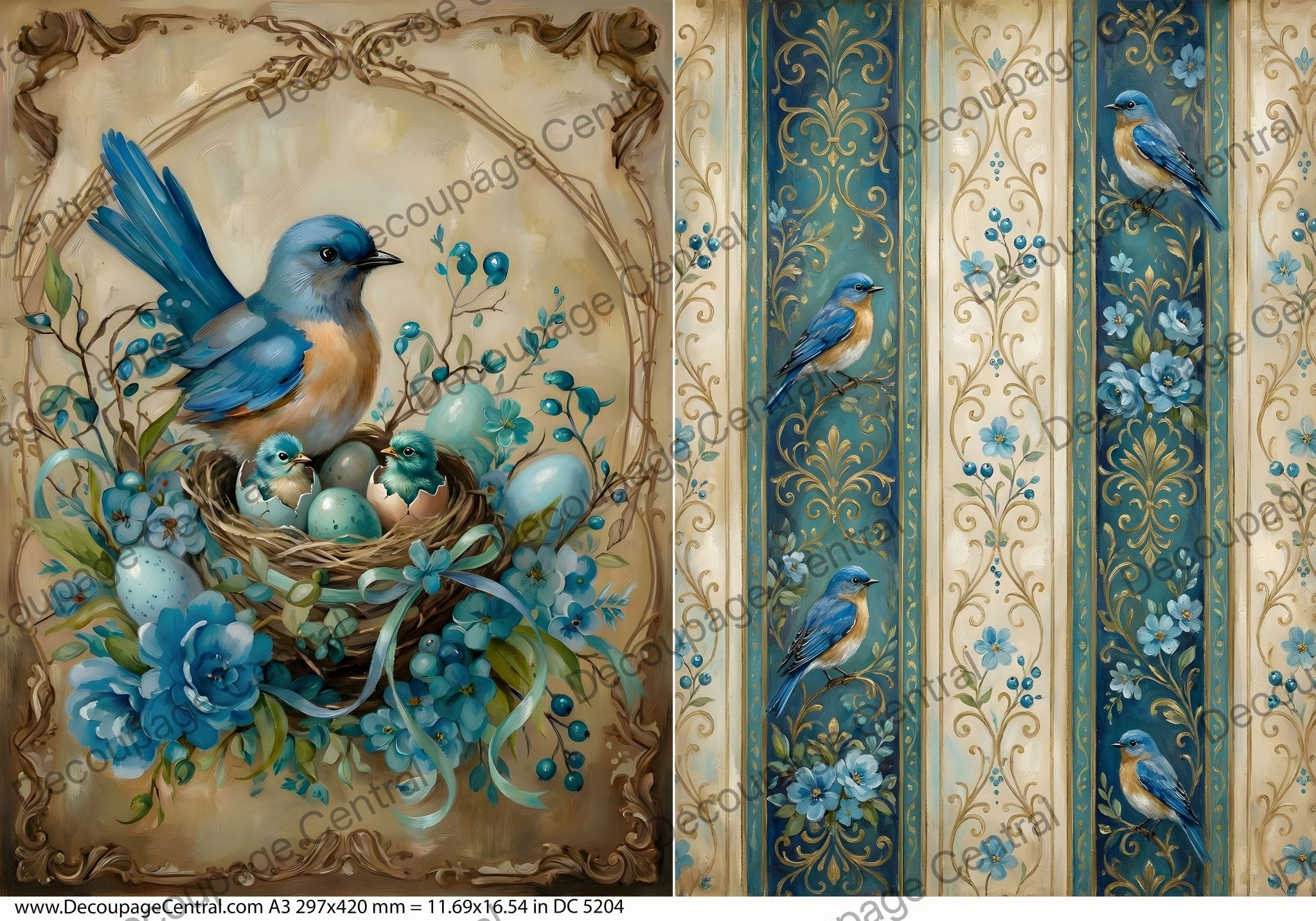 A3 Bluebird Nursery Rice Paper DC5204 from Decoupage Central