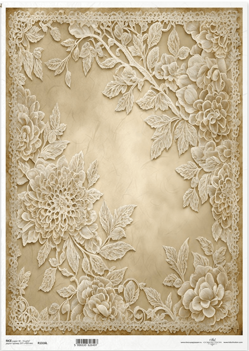 A3 ITD Vintage Floral Lace Background Decoupage Paper R1316L ...