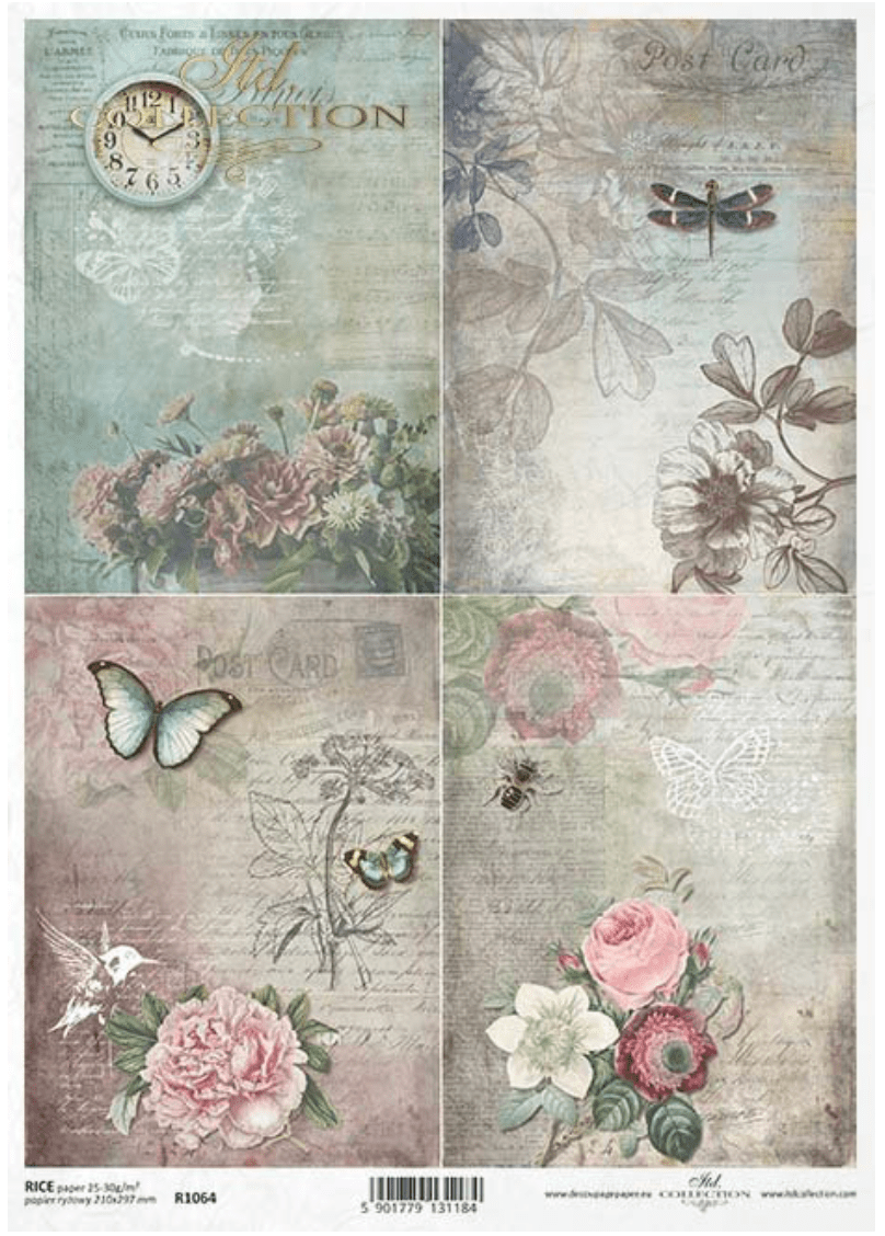 A4 Butterflies and Birds Parchment Decoupage Paper R1064 – Decoupage ...