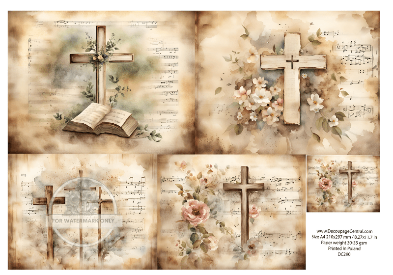 A4 Crosses and Parchment Rice Paper DC290 – Decoupage Central