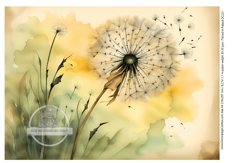 A4 Dandelions Decoupage Rice Paper DC227 – Decoupage Central