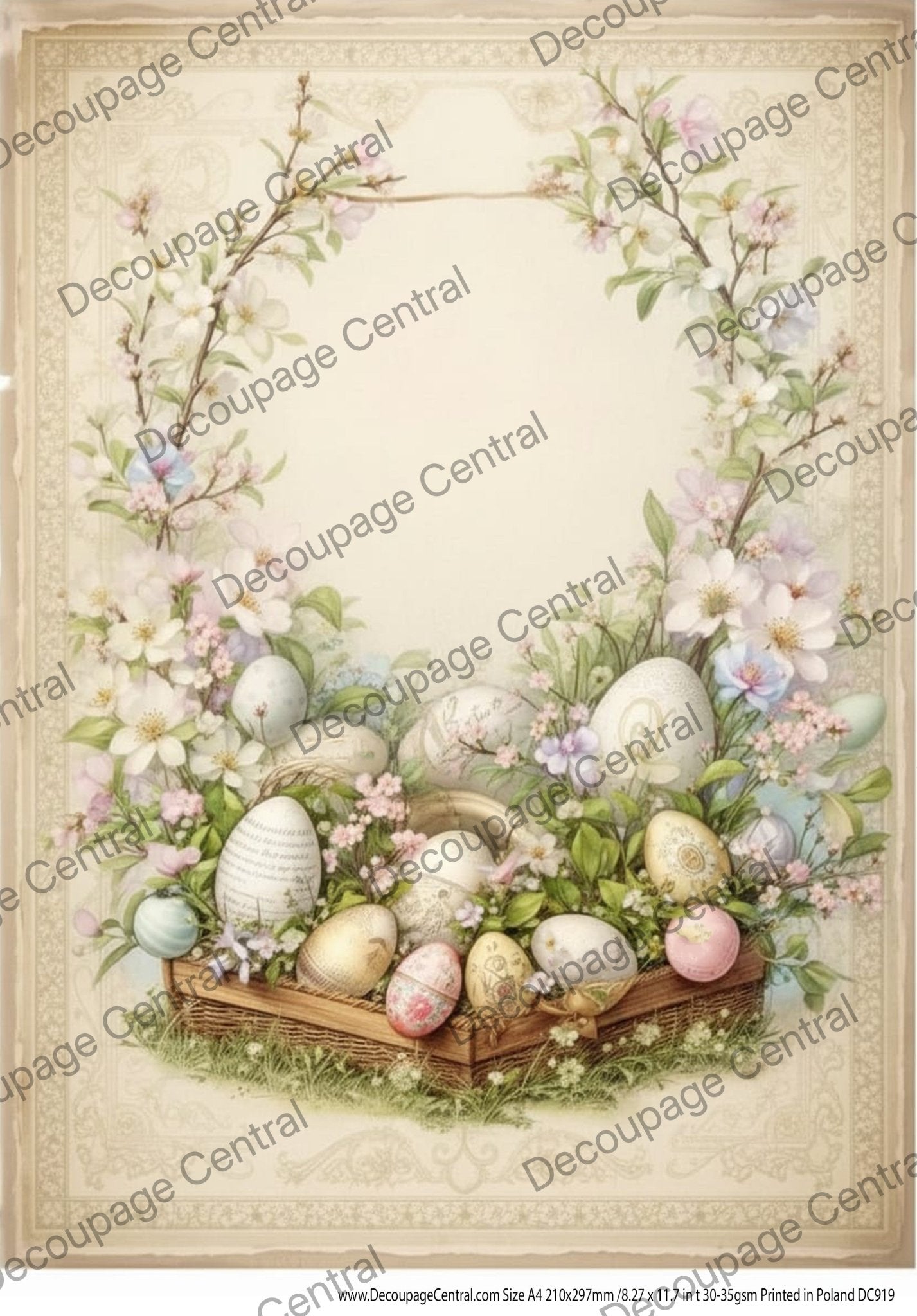 A4 Easter Basket Bloom Frame Rice Paper DC920 – Decoupage Central