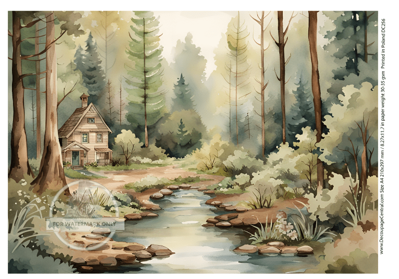 A4 Forest Cabin Decoupage Rice Paper DC256 – Decoupage Central