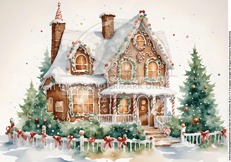 A4 Gingerbread House Rice Paper DC542 – Decoupage Central