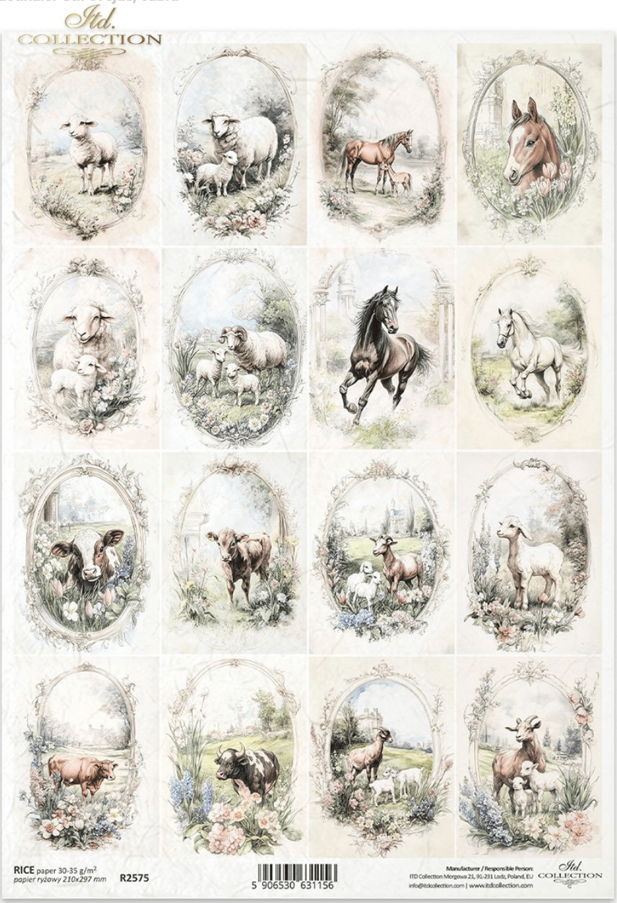 A4 Rustic Animals on the farm Multi Decoupage Paper R2575 – Decoupage ...
