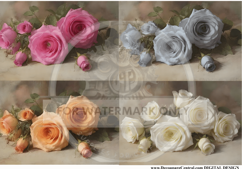 DIGITAL IMAGE: Digital Roses in fall – Decoupage Central