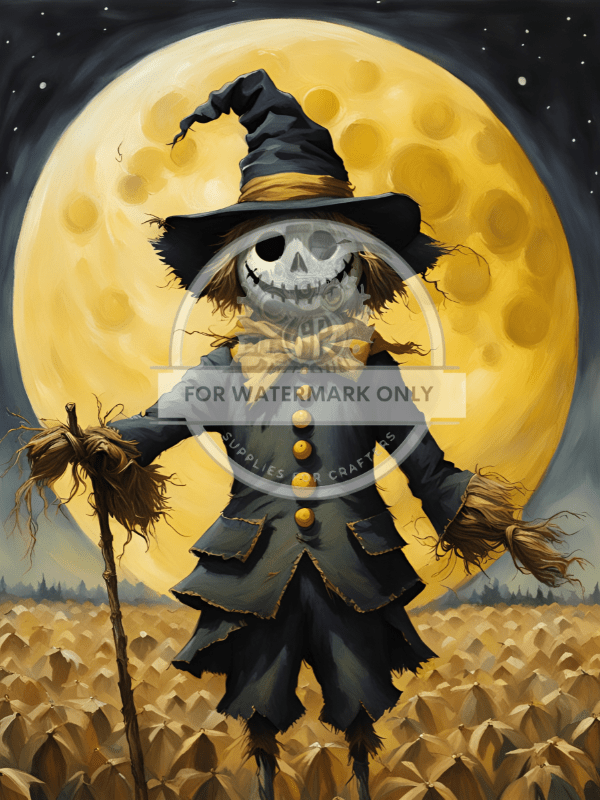 DIGITAL IMAGE: Full Moon Scarecrow Instant Download – Decoupage Central